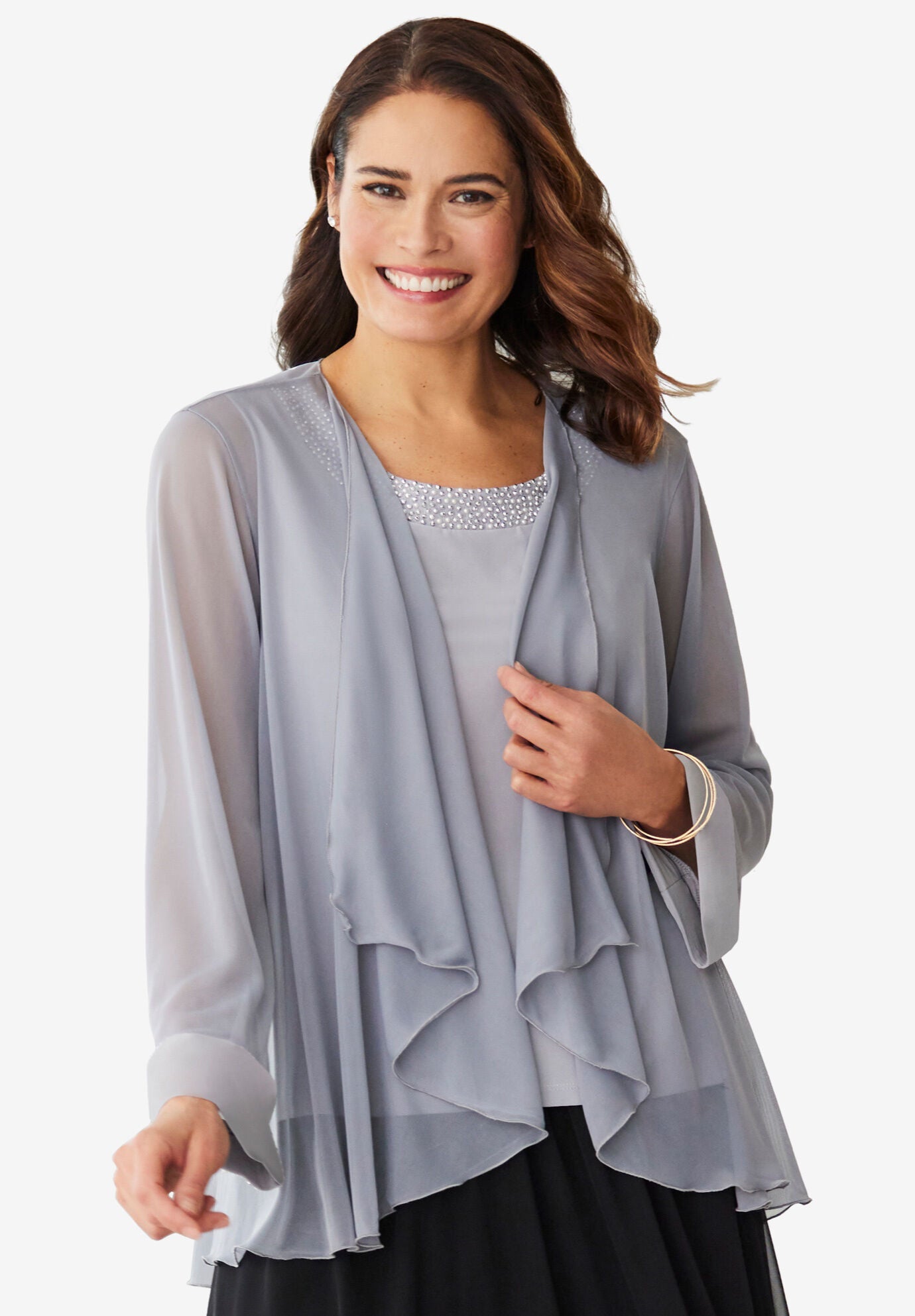 2-piece Sheer Jacket Set | Woman Within