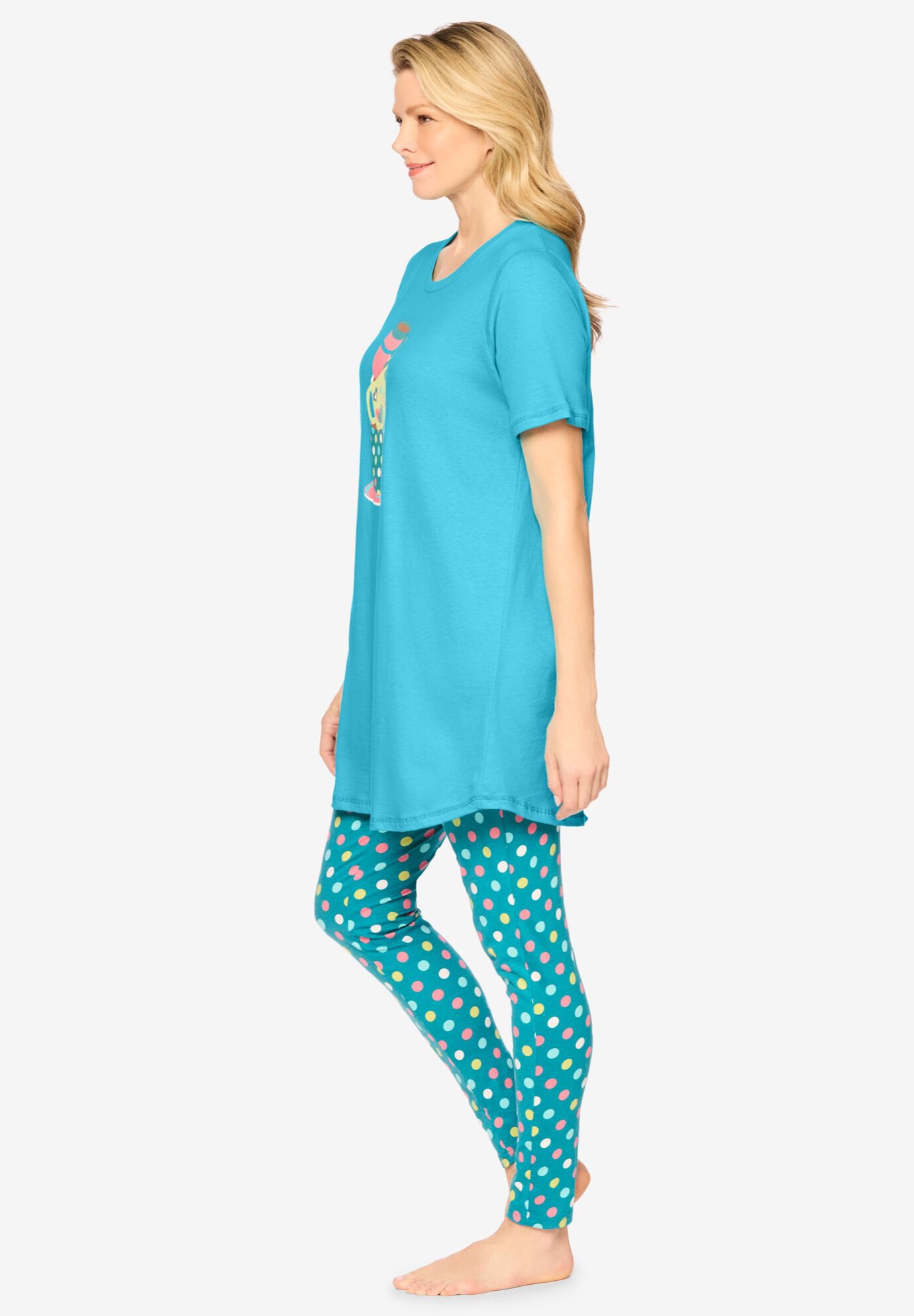 Graphic Tunic PJ Set – Printed Leggings, Caribbean Blue Multi Dot ...
