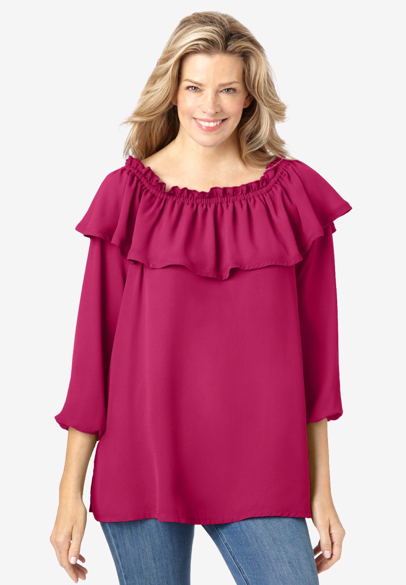 Off-the-Shoulder Ruffled Tunic Top, 4432055 | Woman Within