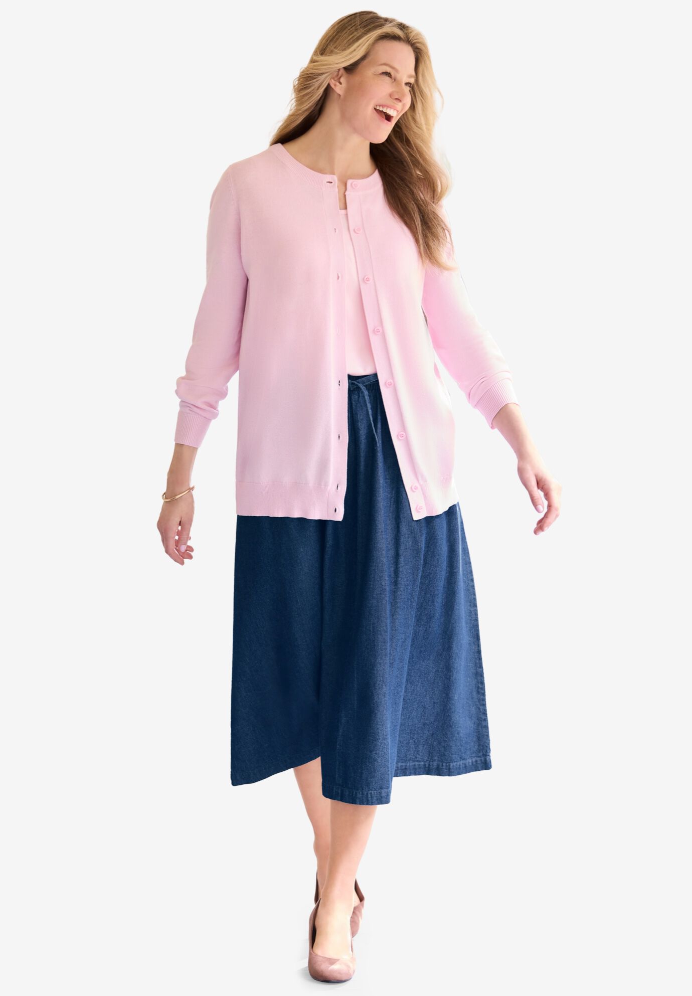 Perfect Long-Sleeve Cardigan 2X-6X Plus Size, Black | Woman Within