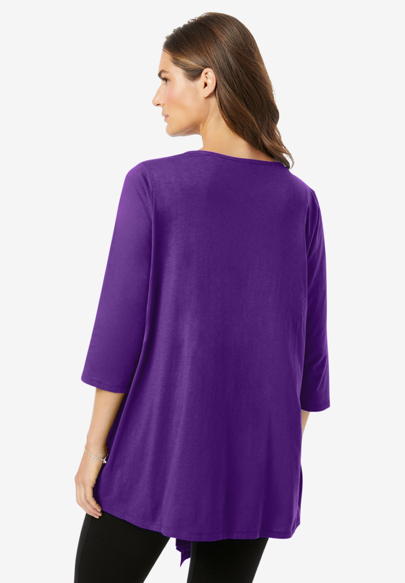 Plus-Size Draped Tunic with Attached Cardigan, Radiant Purple Bias ...