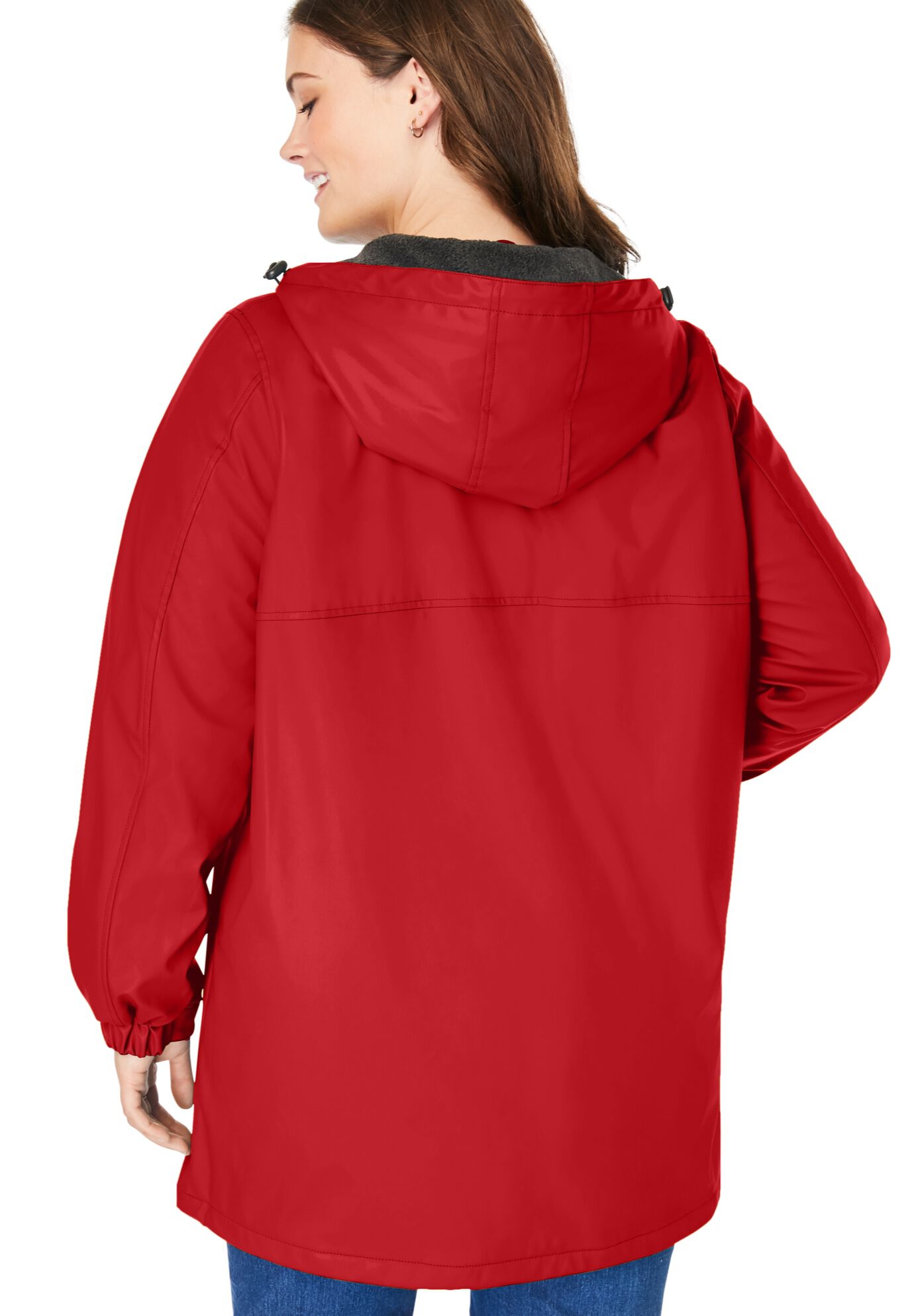 Waterproof Hooded Slicker Raincoat Freeport, Classic Red | Woman Within