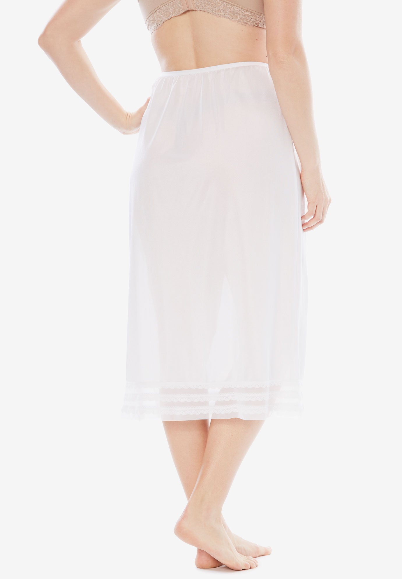 Plus Size Snip-to-Fit Half Slip, White | Woman Within
