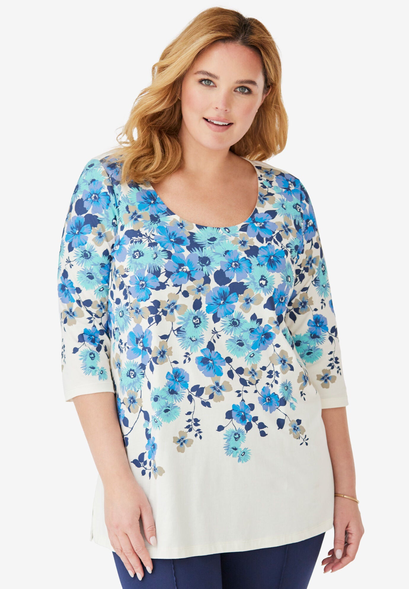 Floral Print Tunic - 7-Day Collection, French Blue Floral | Woman Within