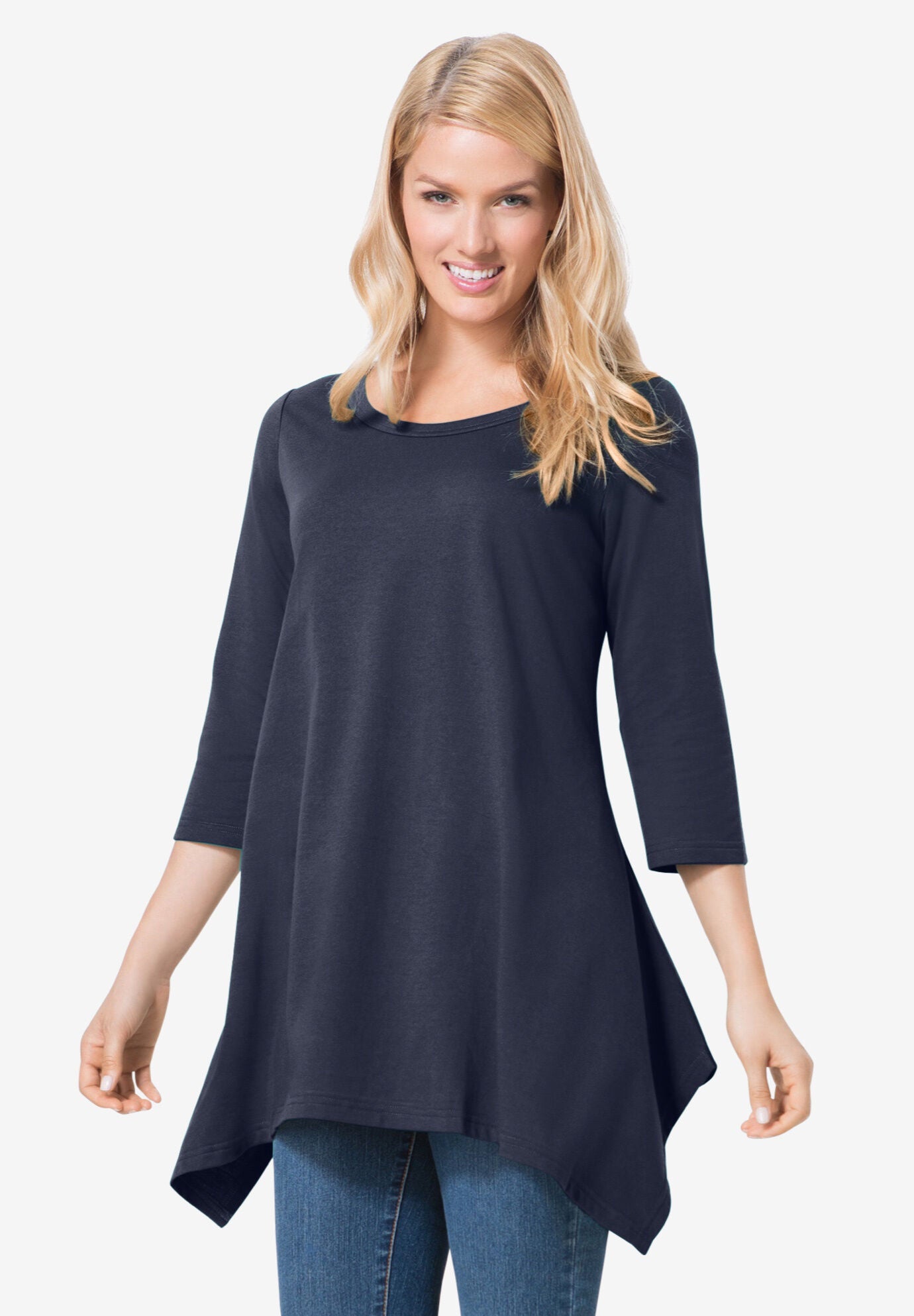 French Terry Hem Tunic with Side Slits, Pumpkin | Woman Within