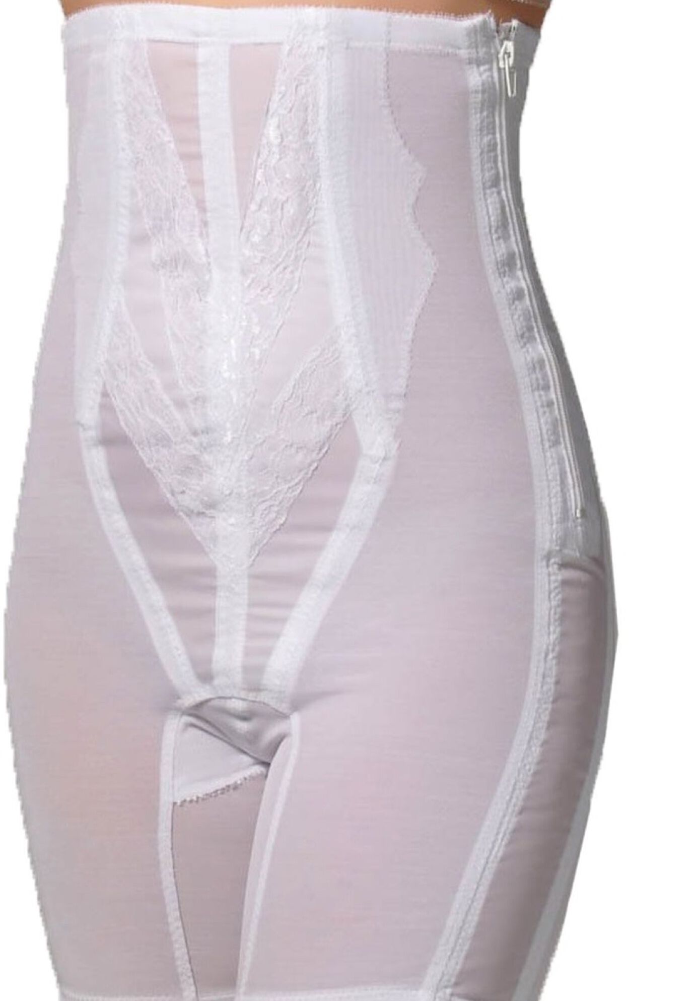 High Waist Long Leg Shapewear with Zipper, White | Woman Within