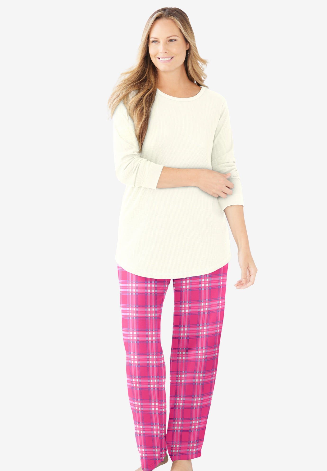 Thermal PJ Set Cozy Sleepwear Pajama Set, Raspberry Sorbet Plaid ...