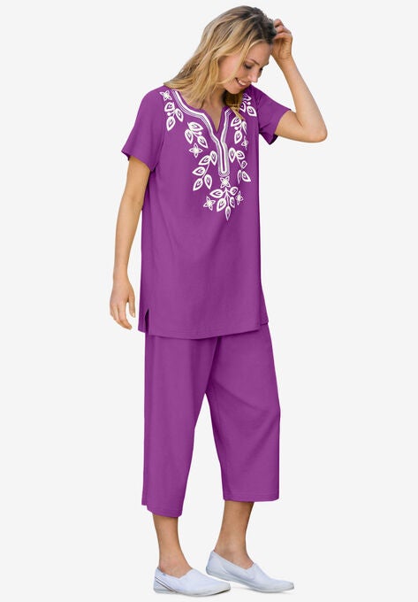 Printed Tunic and Capri Set | Woman Within