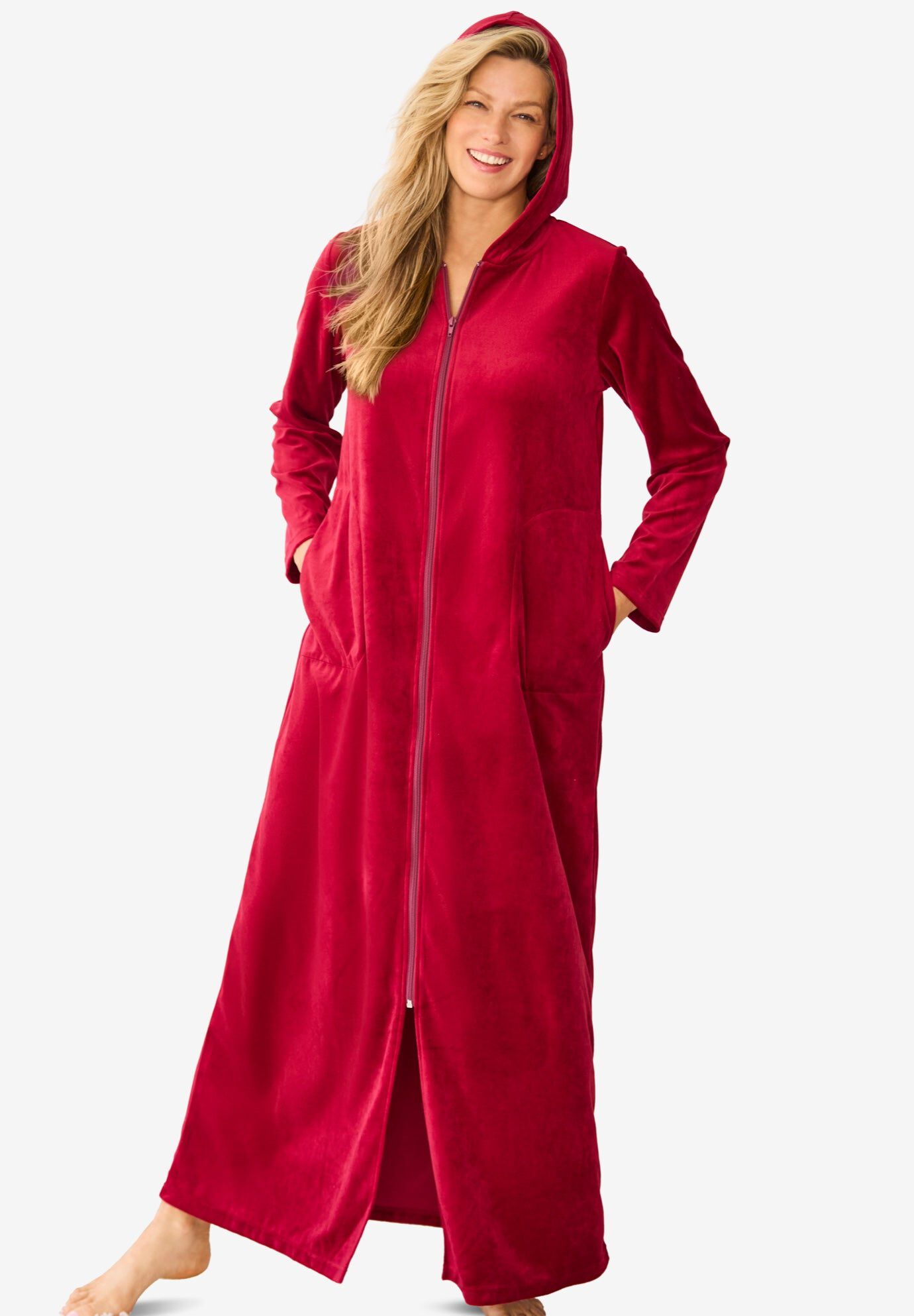Dreams & Co® Hooded Velour Robe | Woman Within