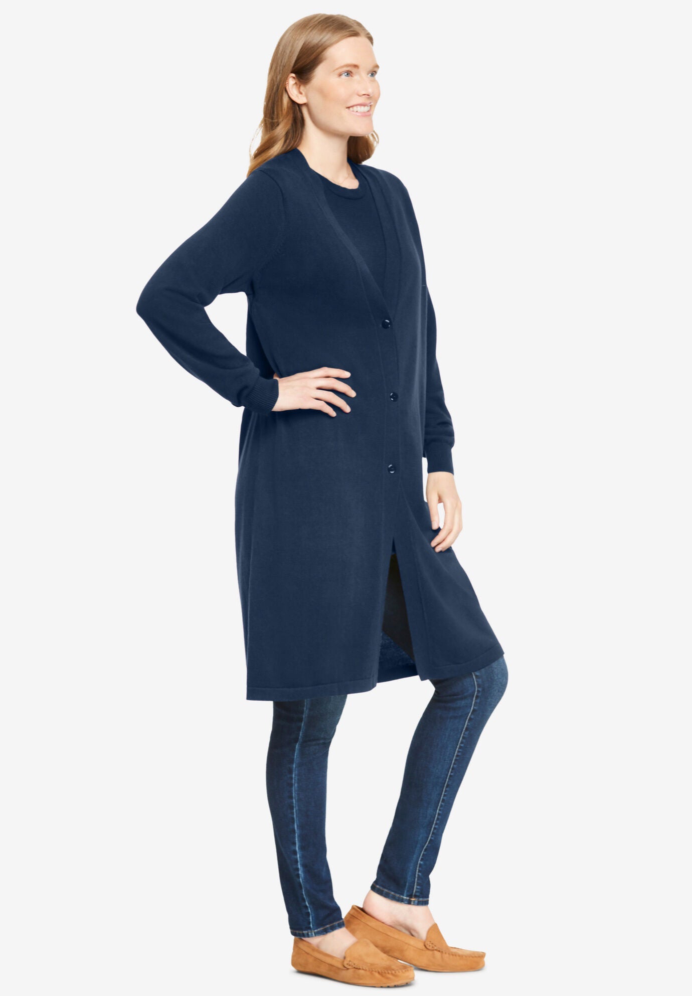 Cotton Duster with Front Pockets, Long Fit, Black Scattered Stars ...