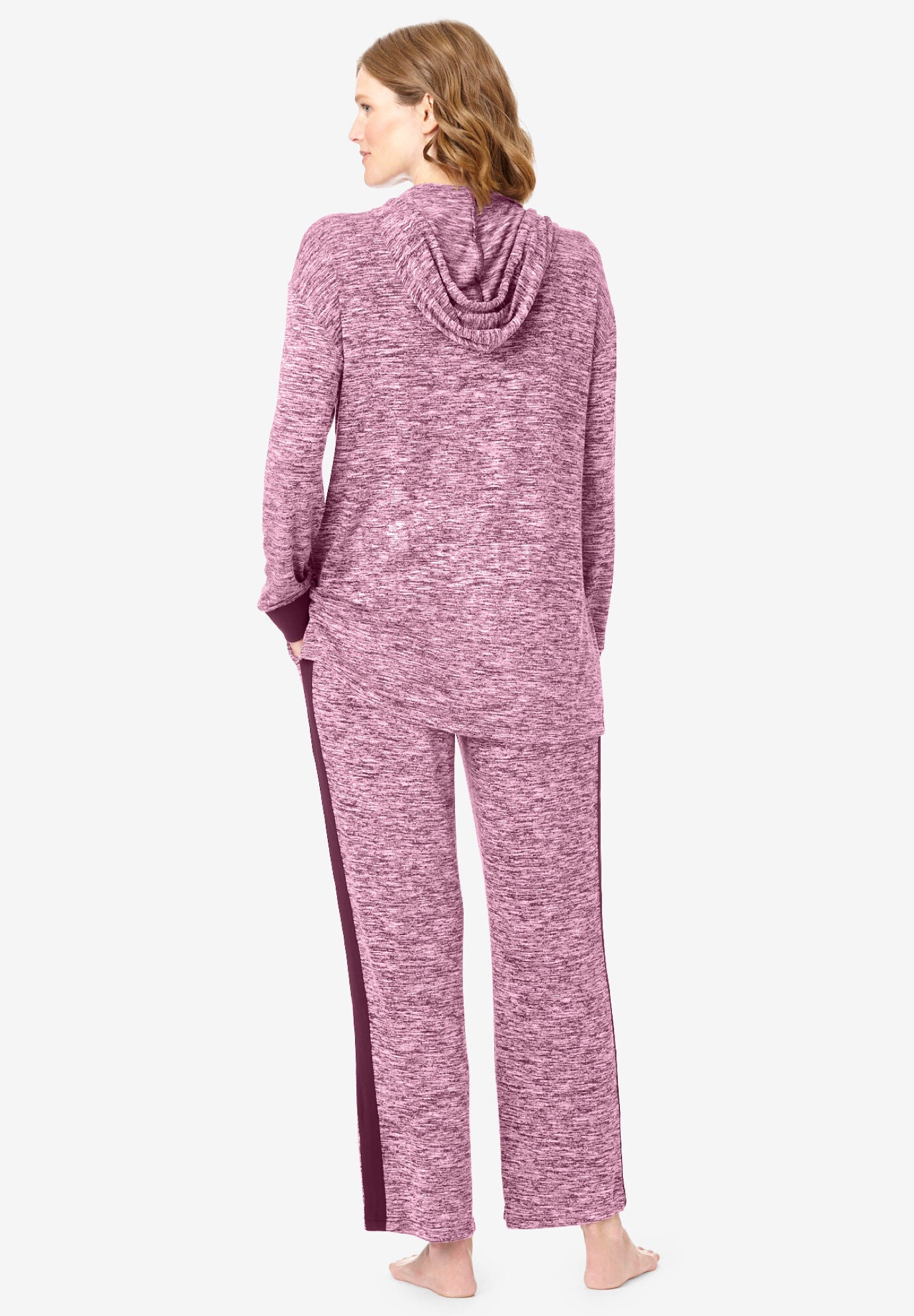 Hooded Marled Jersey Top with Roll Cuffs, Evening Blue Marled | Woman ...