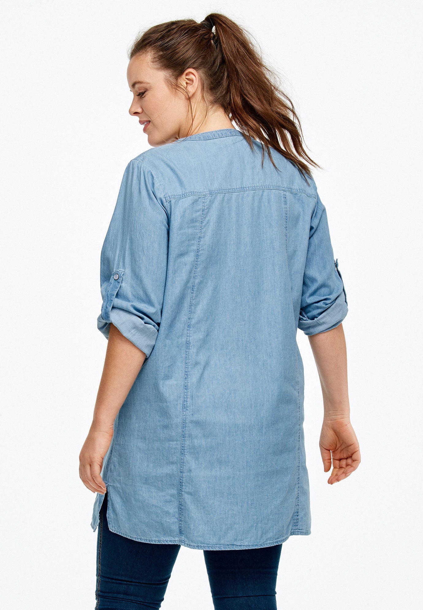 Snap Front Denim Tunic - A-line Silhouette, Indigo | Woman Within