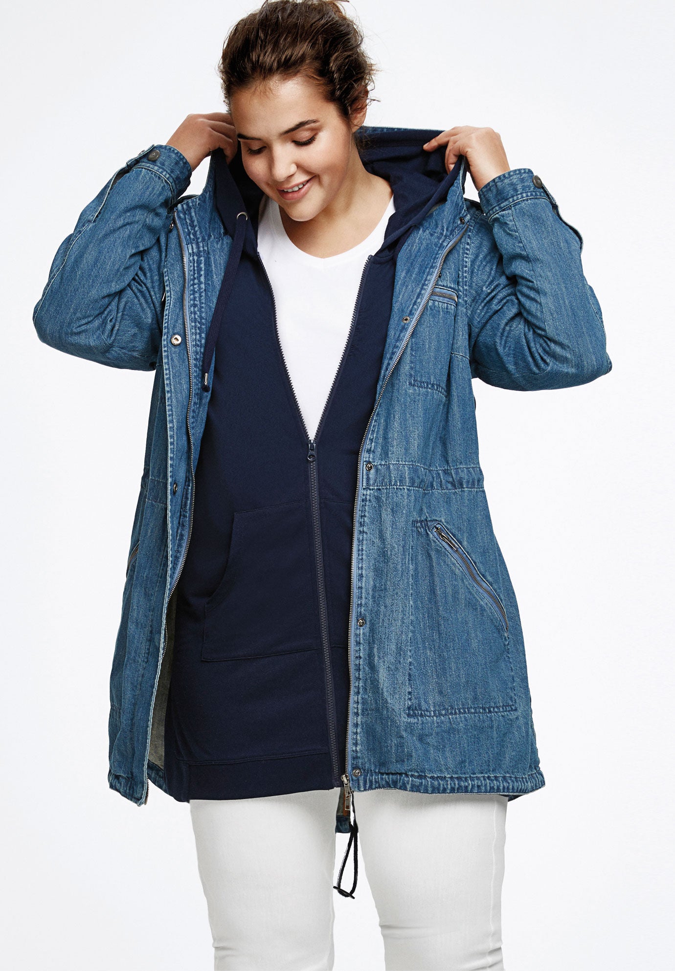 Hooded Anorak Denim Jacket | Woman Within
