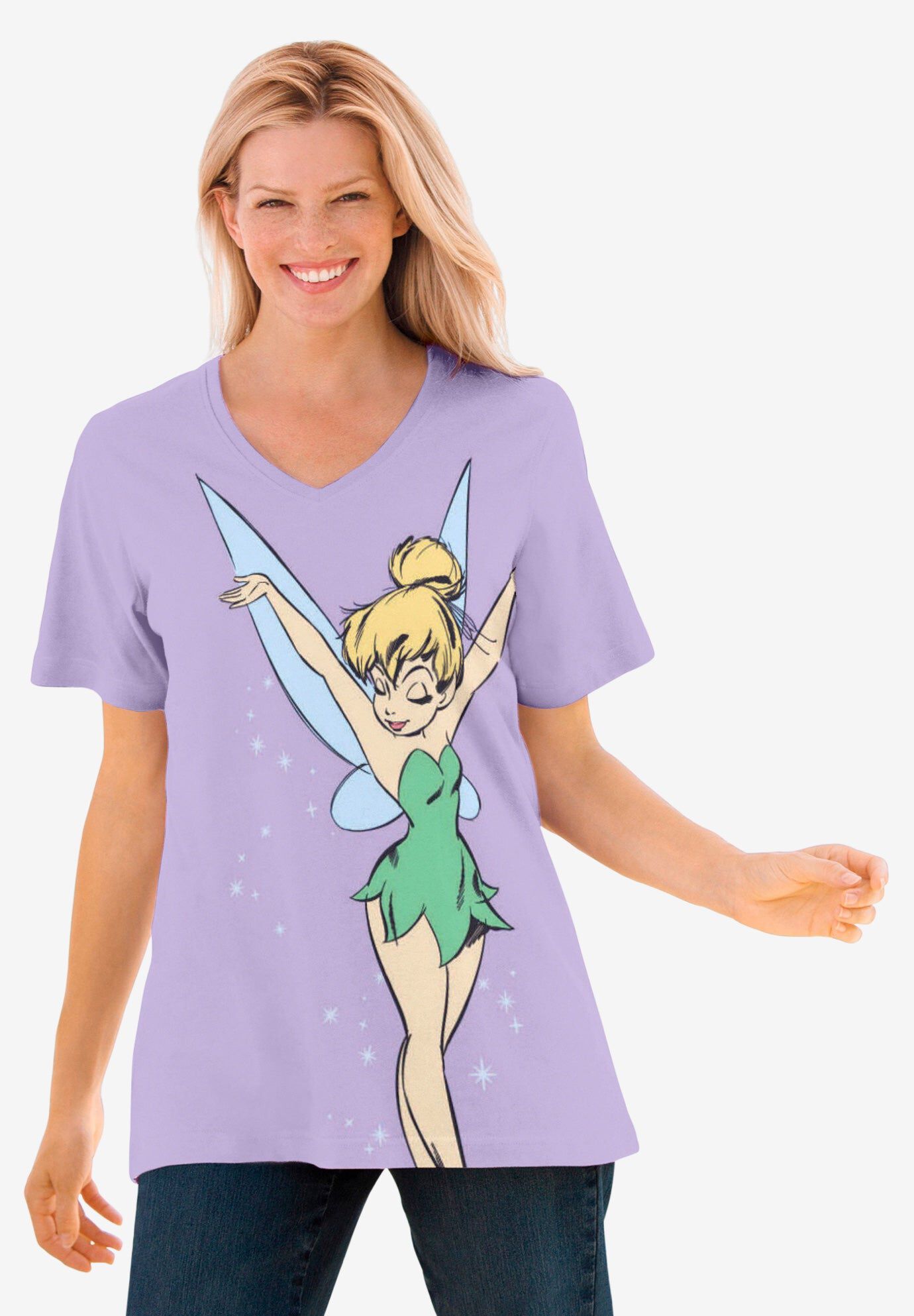 Lavender Tinkerbell V-Neck Tee | Woman Within