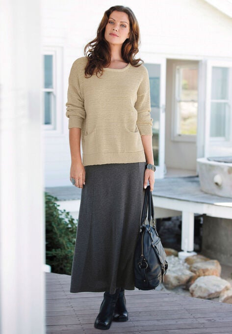 Flared Elastic Waist Skirt Woman Within