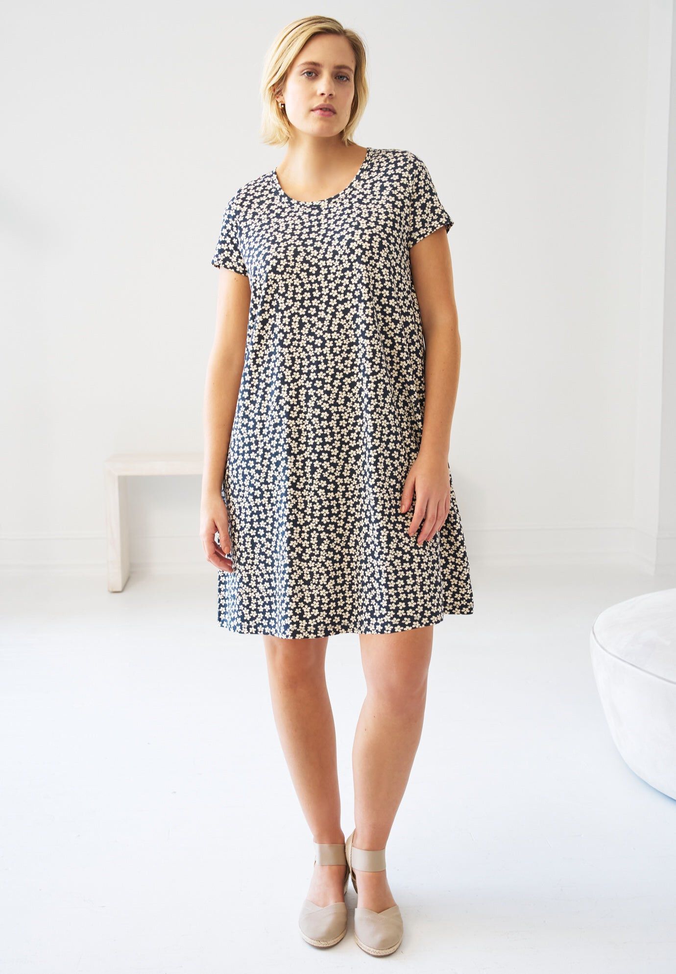 Plus-Size Relaxed A-Line Tee Dress, Butter Lilac Ditsy Floral | Woman ...