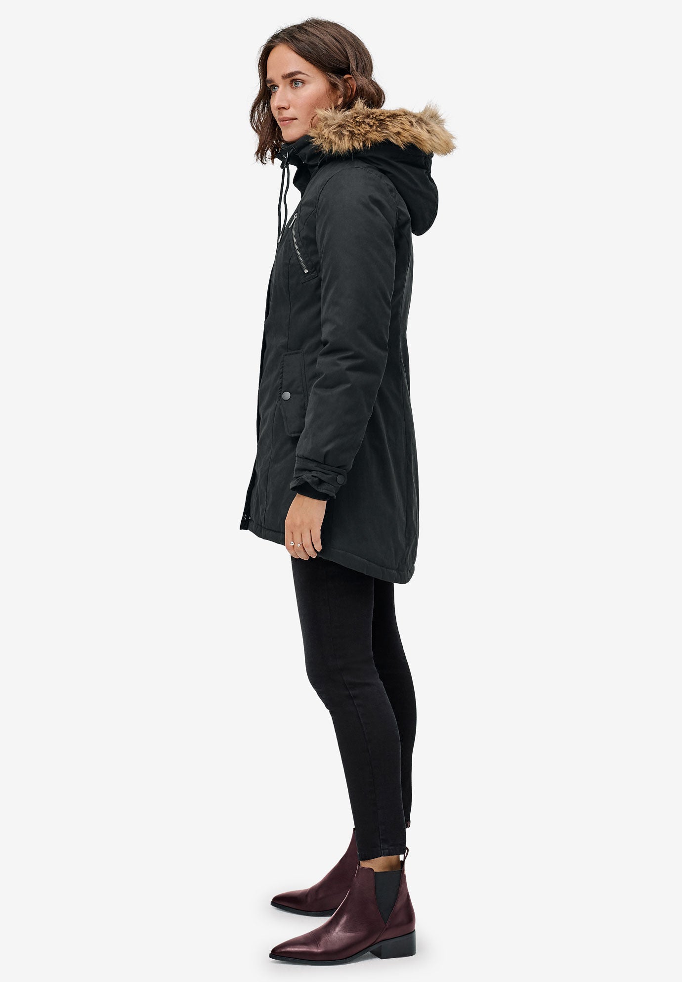 Modern A-line Sherpa Parka for Women, Vintage Navy | Woman Within