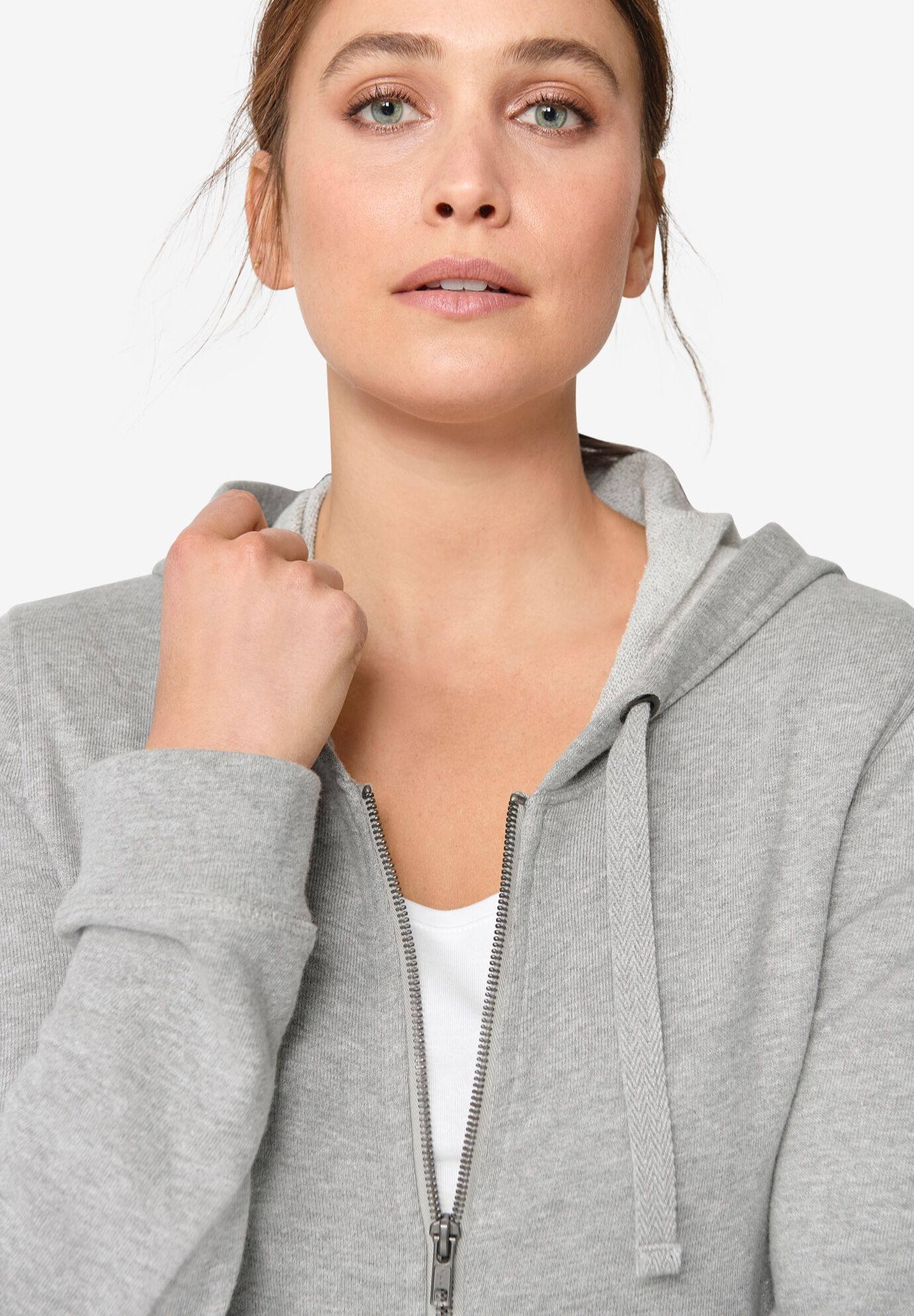 French Terry Long Zip Front Hoodie | Woman Within