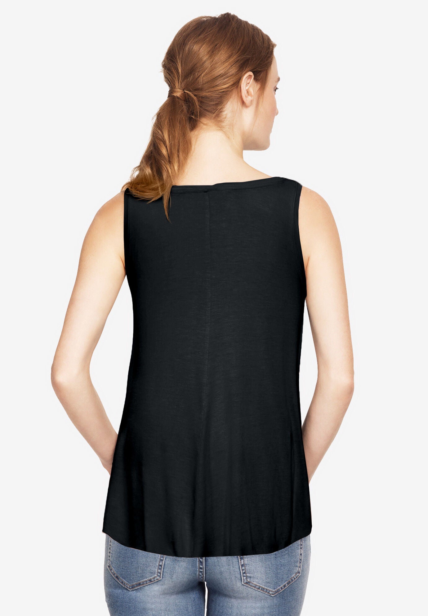 V-Neck Pointed Front Tank Top for Women, White | Woman Within