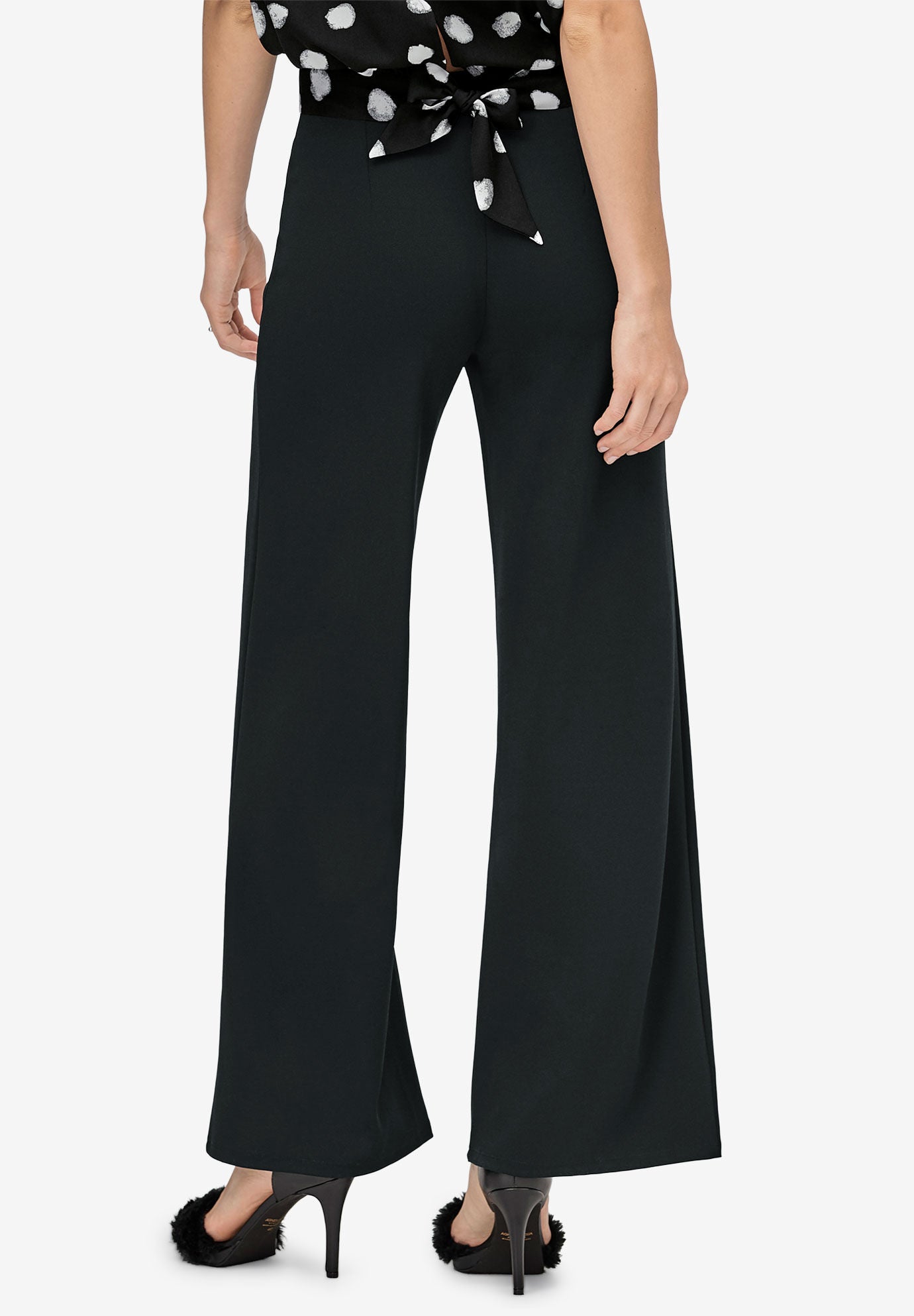 Wide Leg Soft Pants - Pull-On Elastic Waist, Black | Woman Within