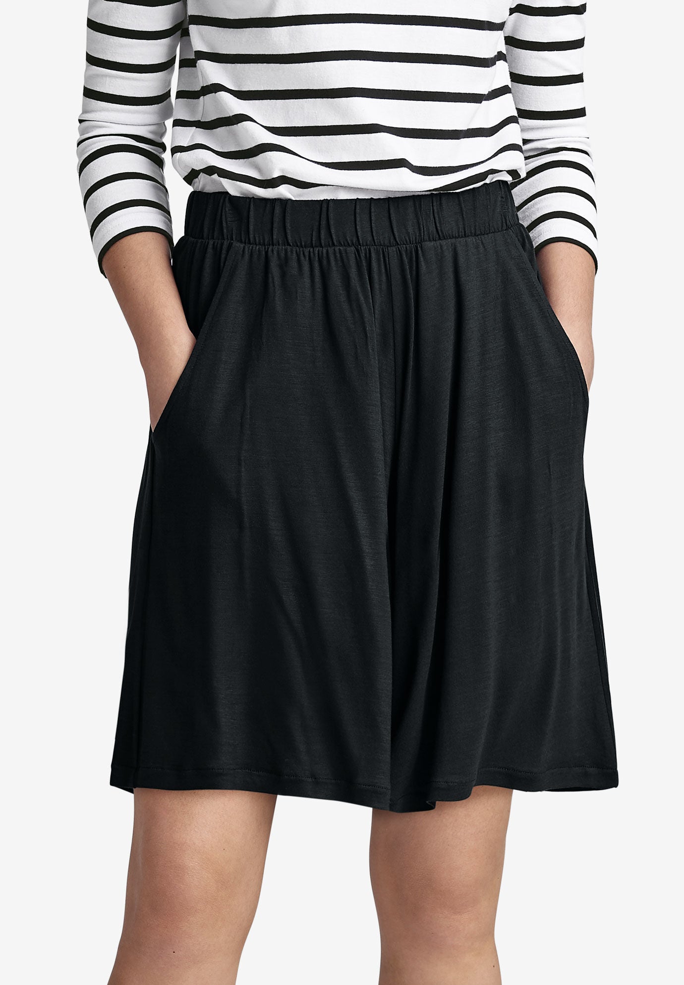 Summer Must-Have Flowy Shorts with Pockets, Black | Woman Within