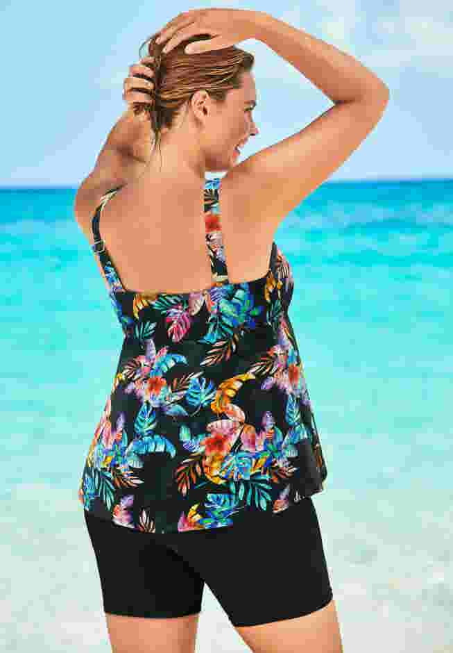 Tankini Top with Bust Support - Flowy Style, Royal Tropical | Woman Within