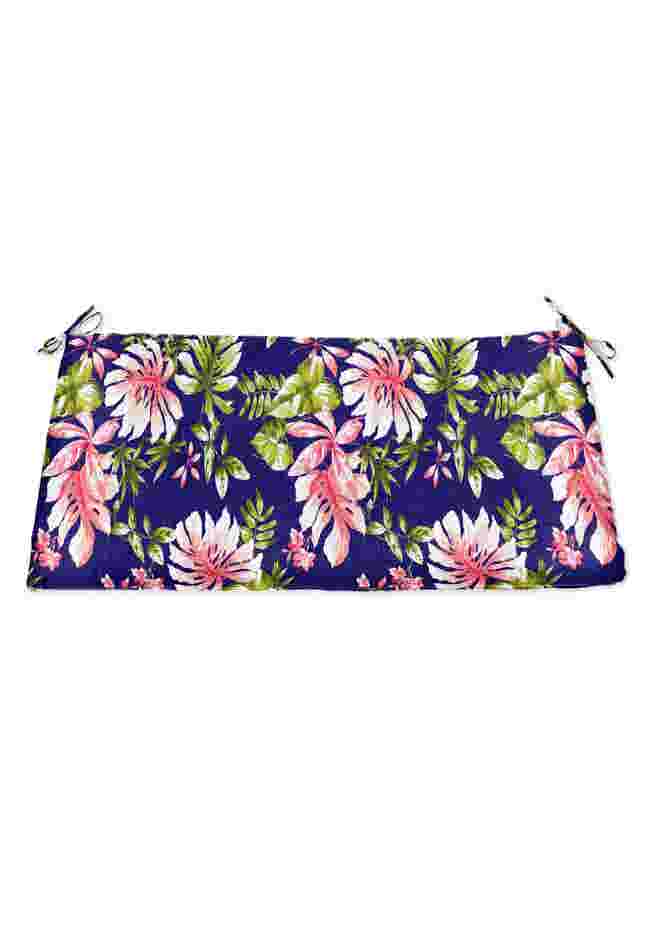 Outdoor Bench Cushion - Weather-Resistant Pillow, Navy Tropical Leaves ...