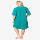 French Terry Short Zip-Front Lounge Robe, Aquamarine | Woman Within