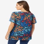 Miracle Mesh Overlay Tunic for Women, Navy Multi Floral Ditsy | Woman ...