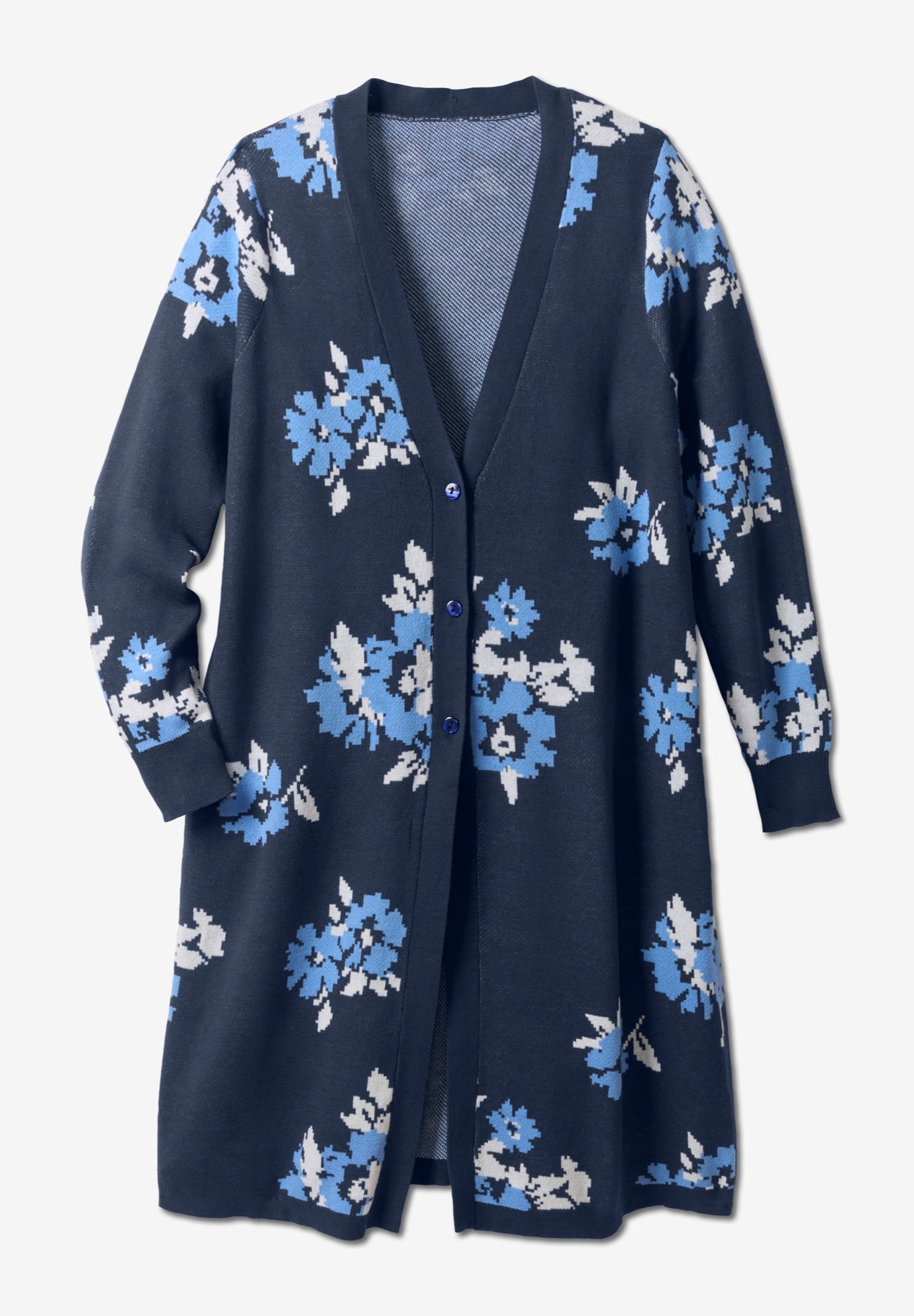 Cotton Duster with Front Pockets, Long Fit, Black Scattered Stars ...