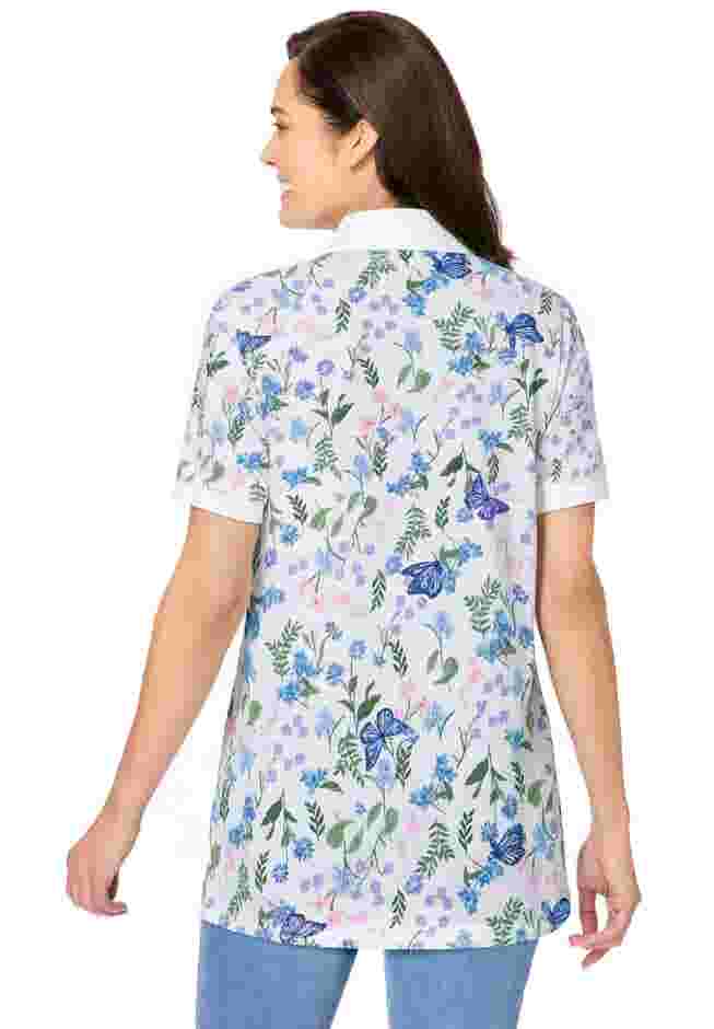 Perfect Printed Polo Shirt | Short-Sleeve Tees, White Butterflies ...