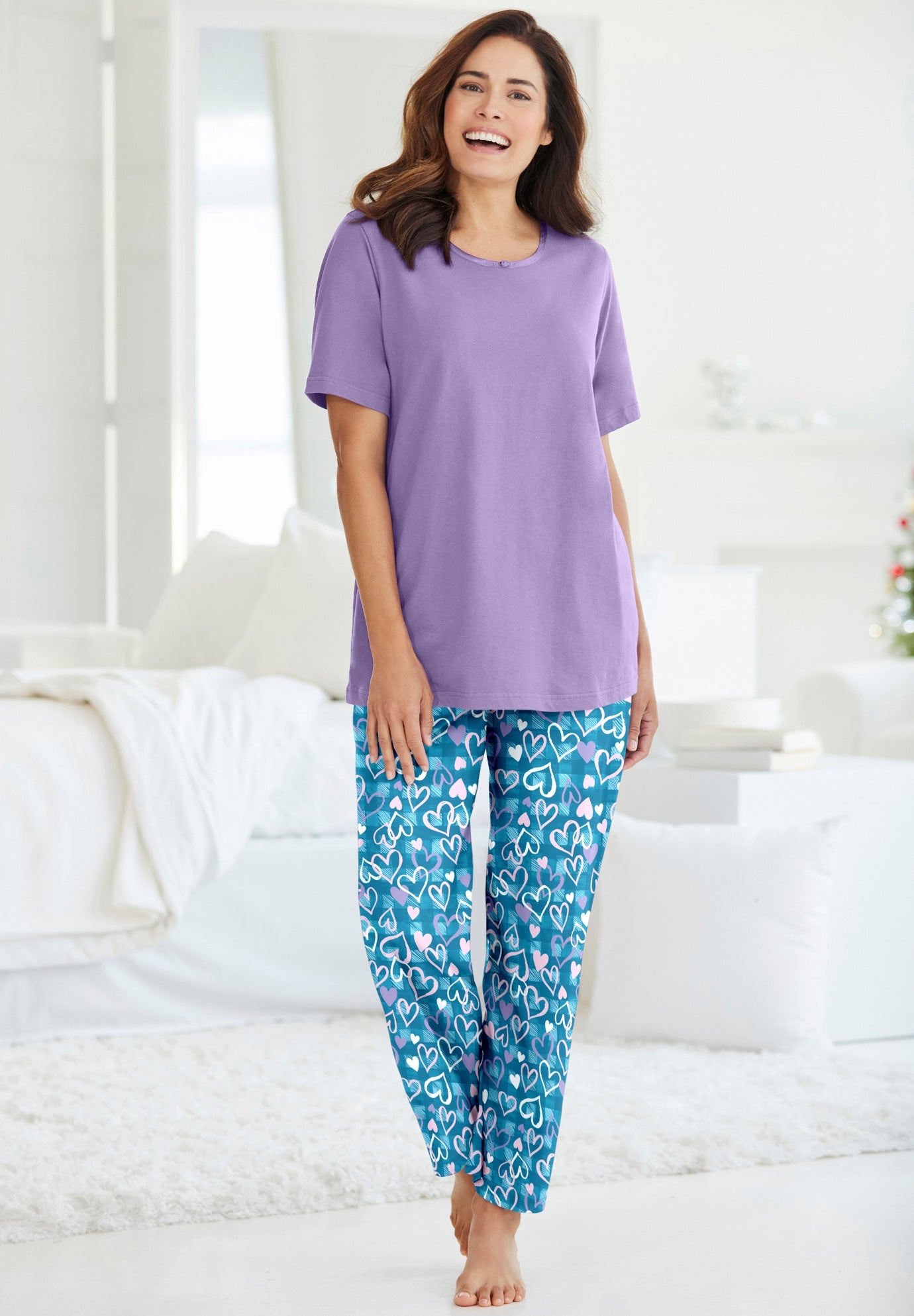 Knit Sleep Pant with Relaxed Leg and Drawstring, Black | Woman Within