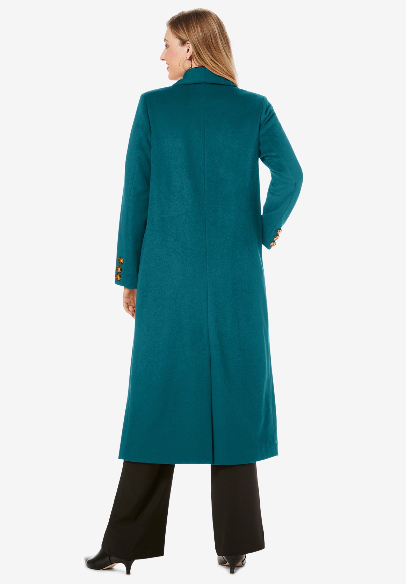 Shawl Collar Wool Coat - Long Double-Breasted, Classic Red | Woman Within