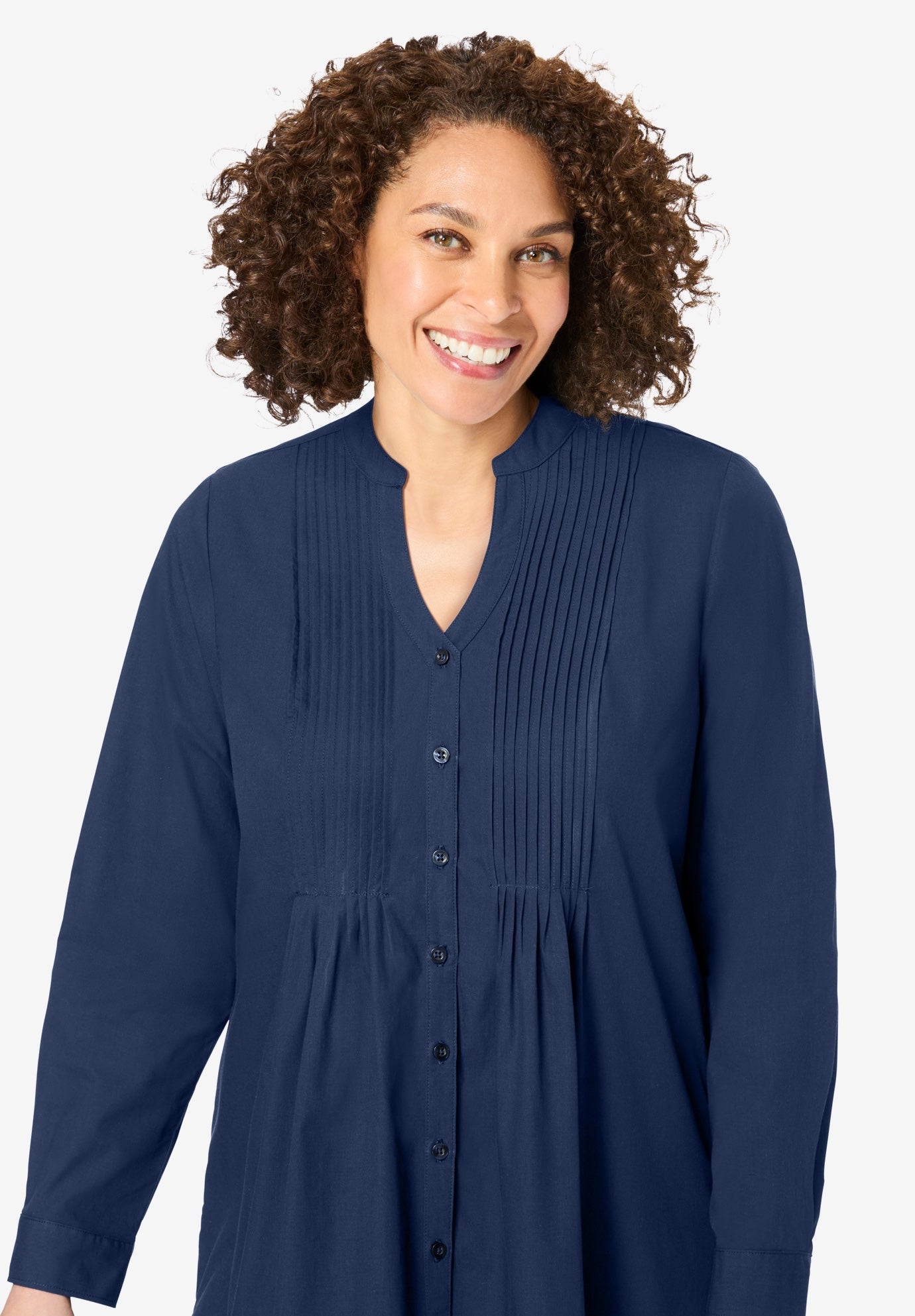 Wrinkle-Resistant Perfect Pintuck Tunic, Navy | Woman Within