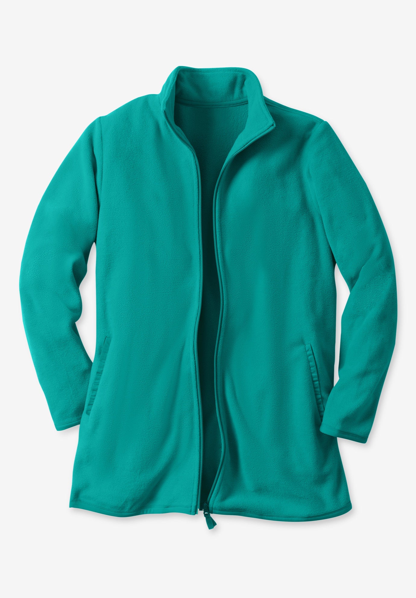 Microfleece Zip-Front Jacket for Layering, Black Marled | Woman Within