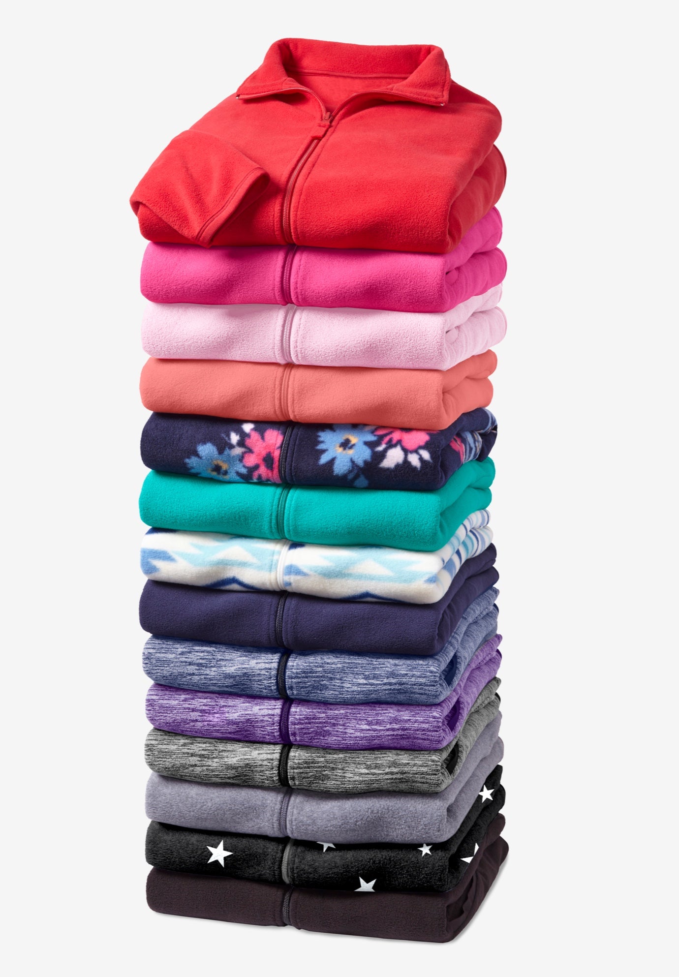 Microfleece Zip-Front Jacket for Layering, Black Marled | Woman Within