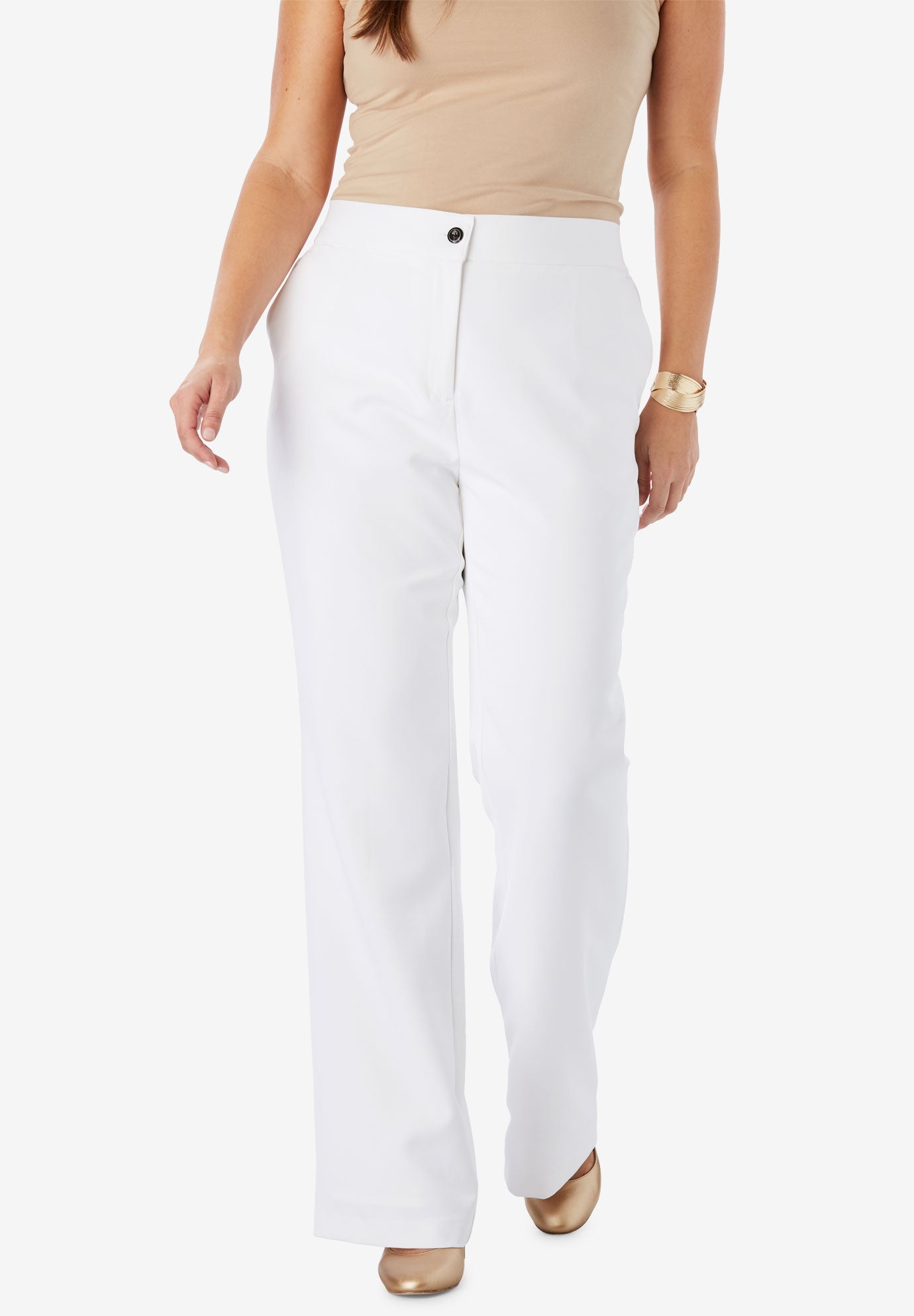 Tummy Control Bootcut Pant for Plus Size, White | Woman Within