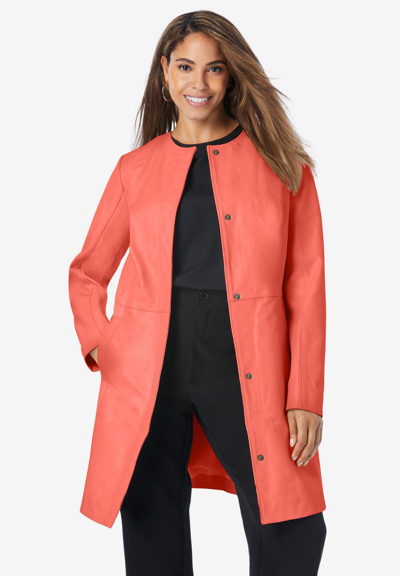 Three-Quarter Leather Jacket | Woman Within