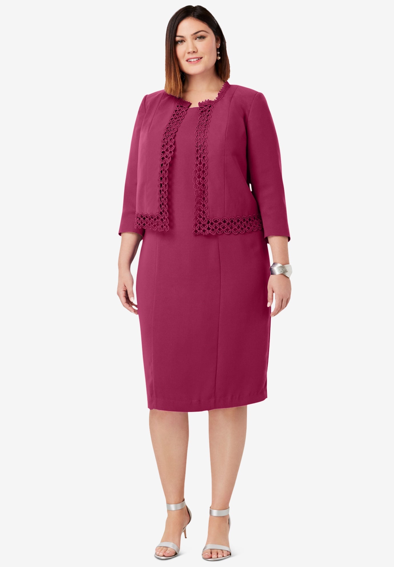 Lace Trim Jacket Dress | Woman Within