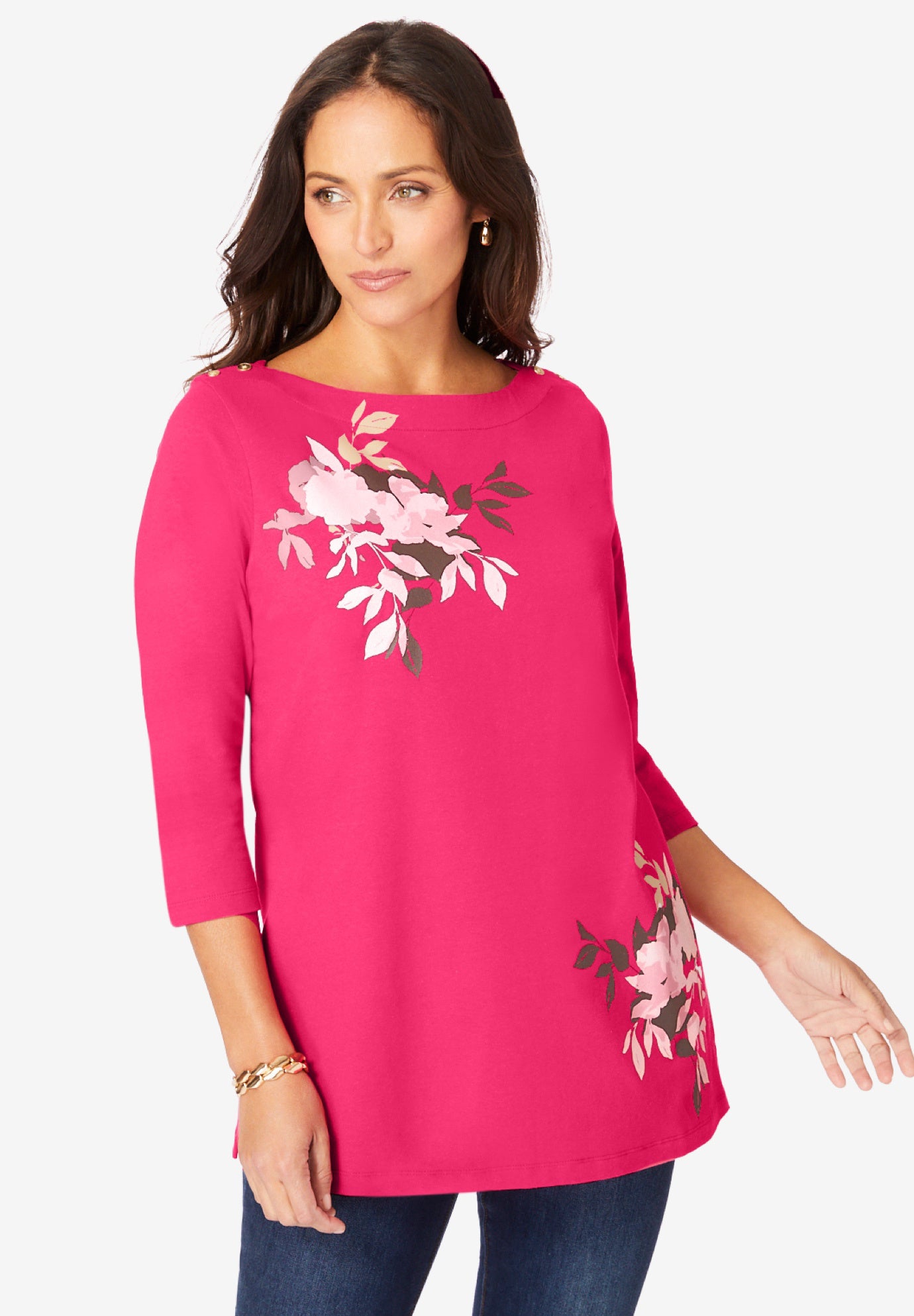 Stretch Cotton Boatneck Tunic | Woman Within