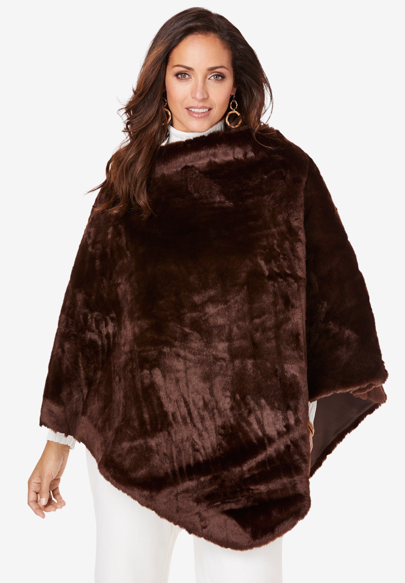 Faux Fur Poncho - Cozy Fall Wardrobe Essential, 4308799 | Woman Within