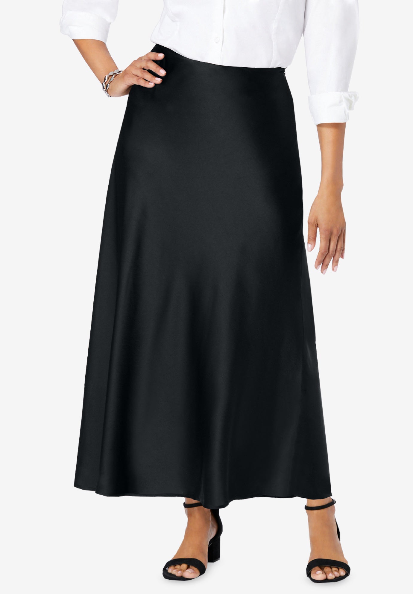 Satin A-line Skirt with Side Zipper, 4460681 | Woman Within