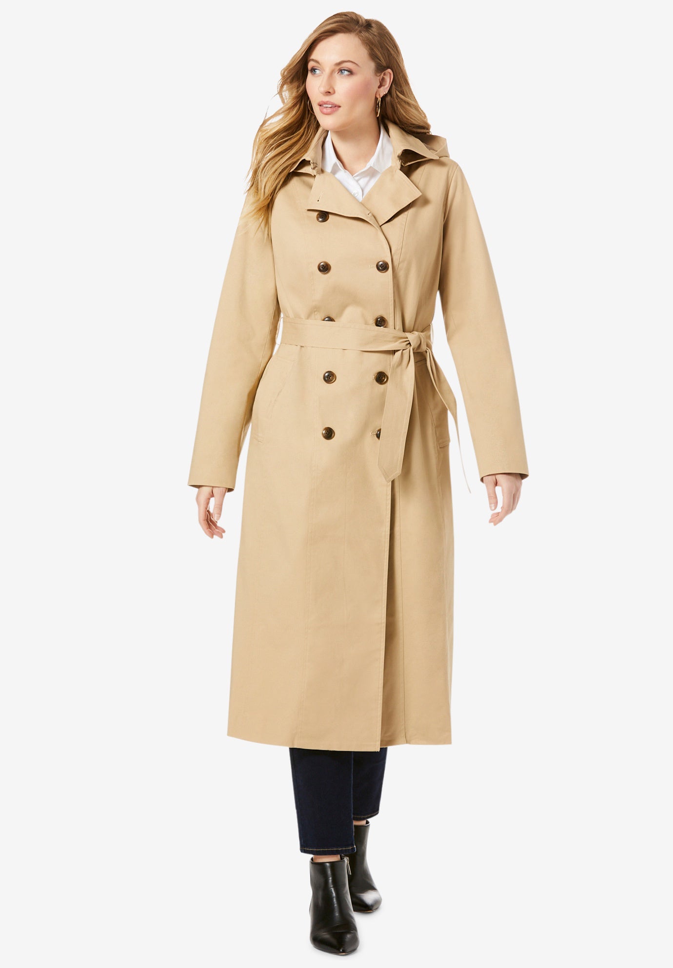 Double Breasted Long Trench Coat Woman Within