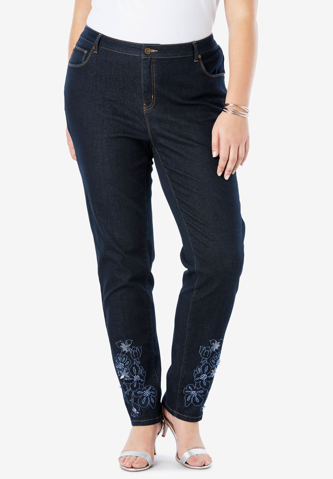 Embellished Jeans| Plus Size Straight Leg Jeans | Woman Within