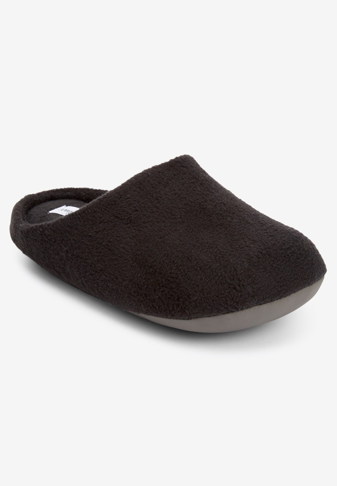 Fleece Carita Clog Slippers - Cozy Style, Black | Woman Within