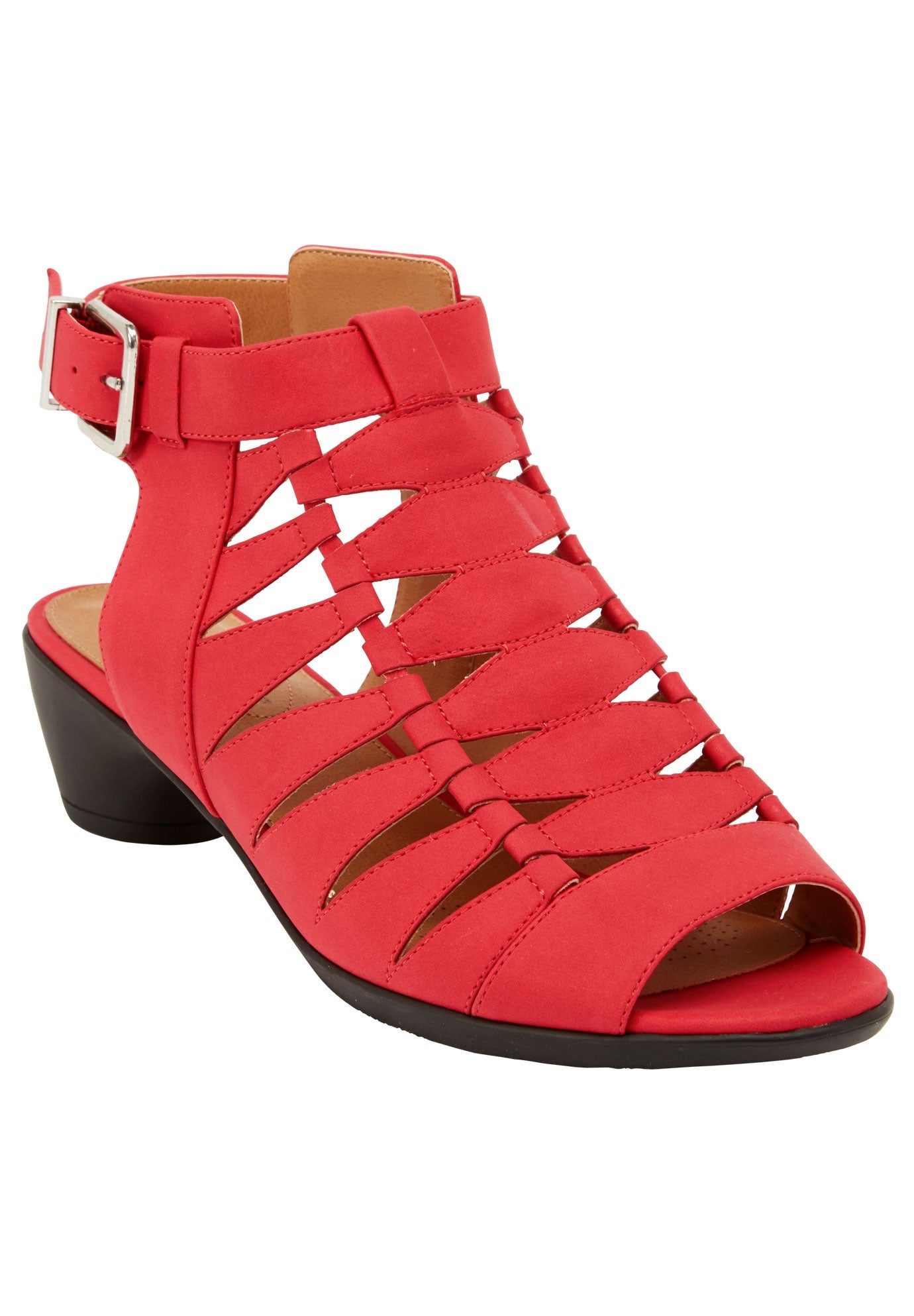 Kadie Shootie - Classic Casual Sandals, Hot Red | Woman Within