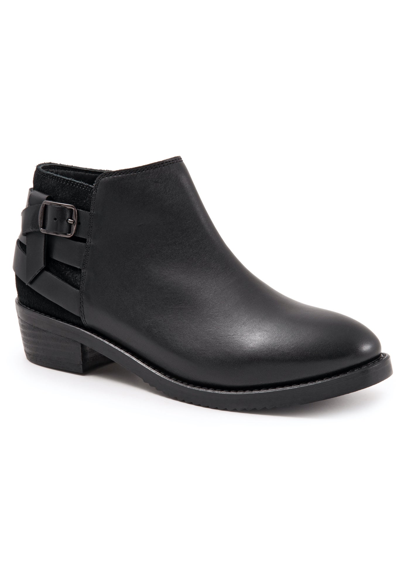 Raleigh Bootie with Buckle & Straps, Black Studs | Woman Within