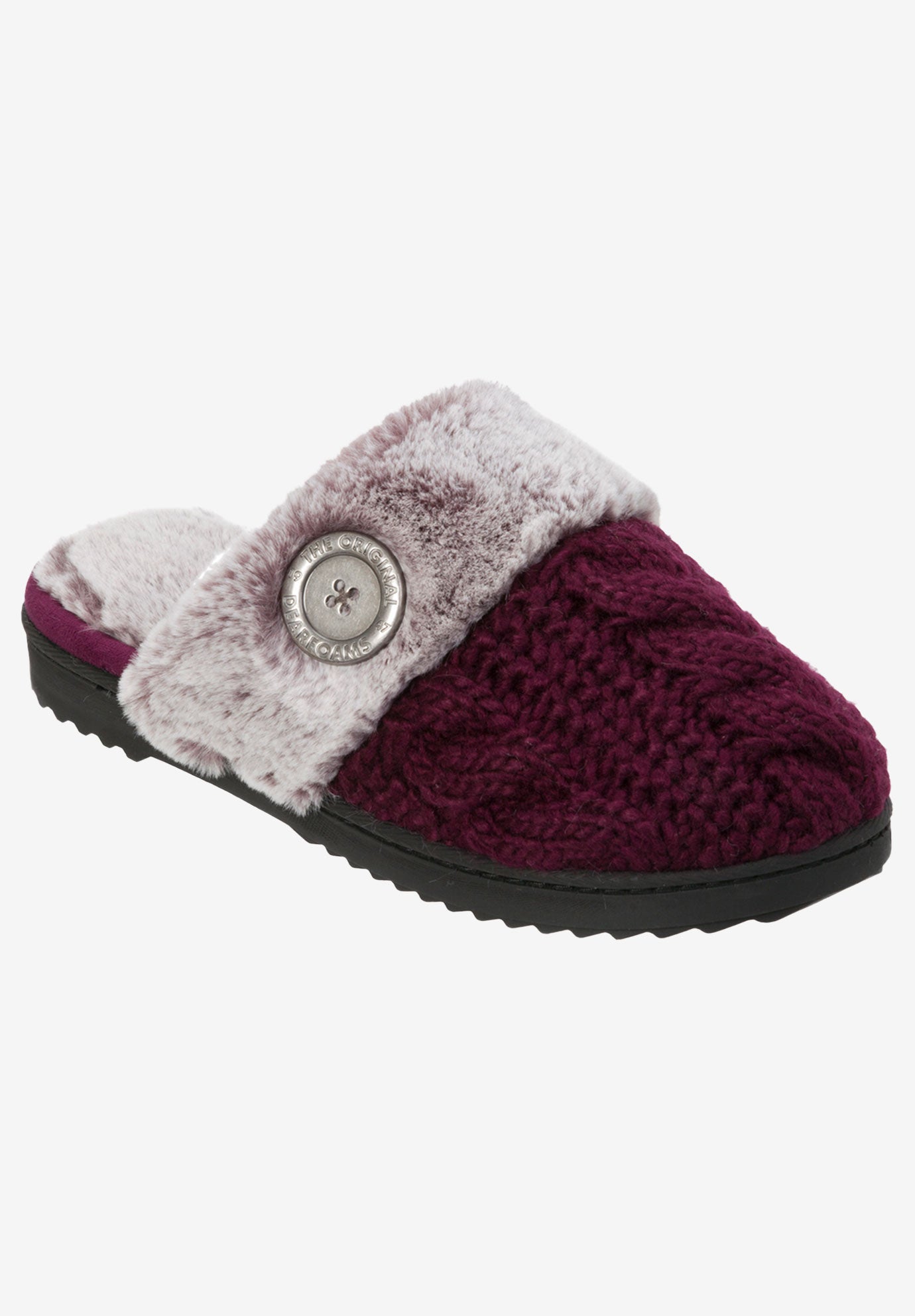 Cozy Cable Knit Scuff Slipper with Memory Foam | Woman Within