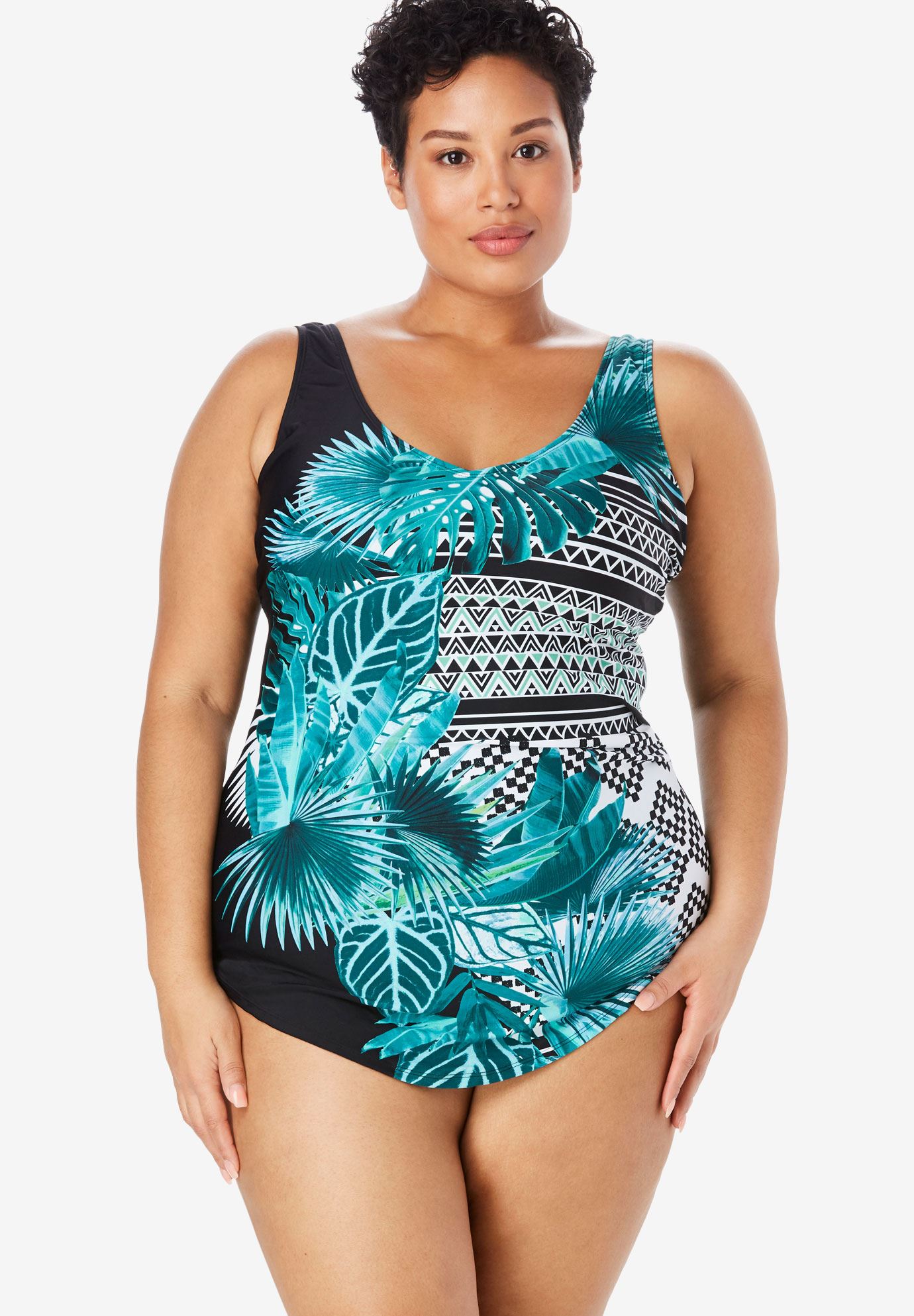 Sarong Front One Piece Swimsuit Woman Within