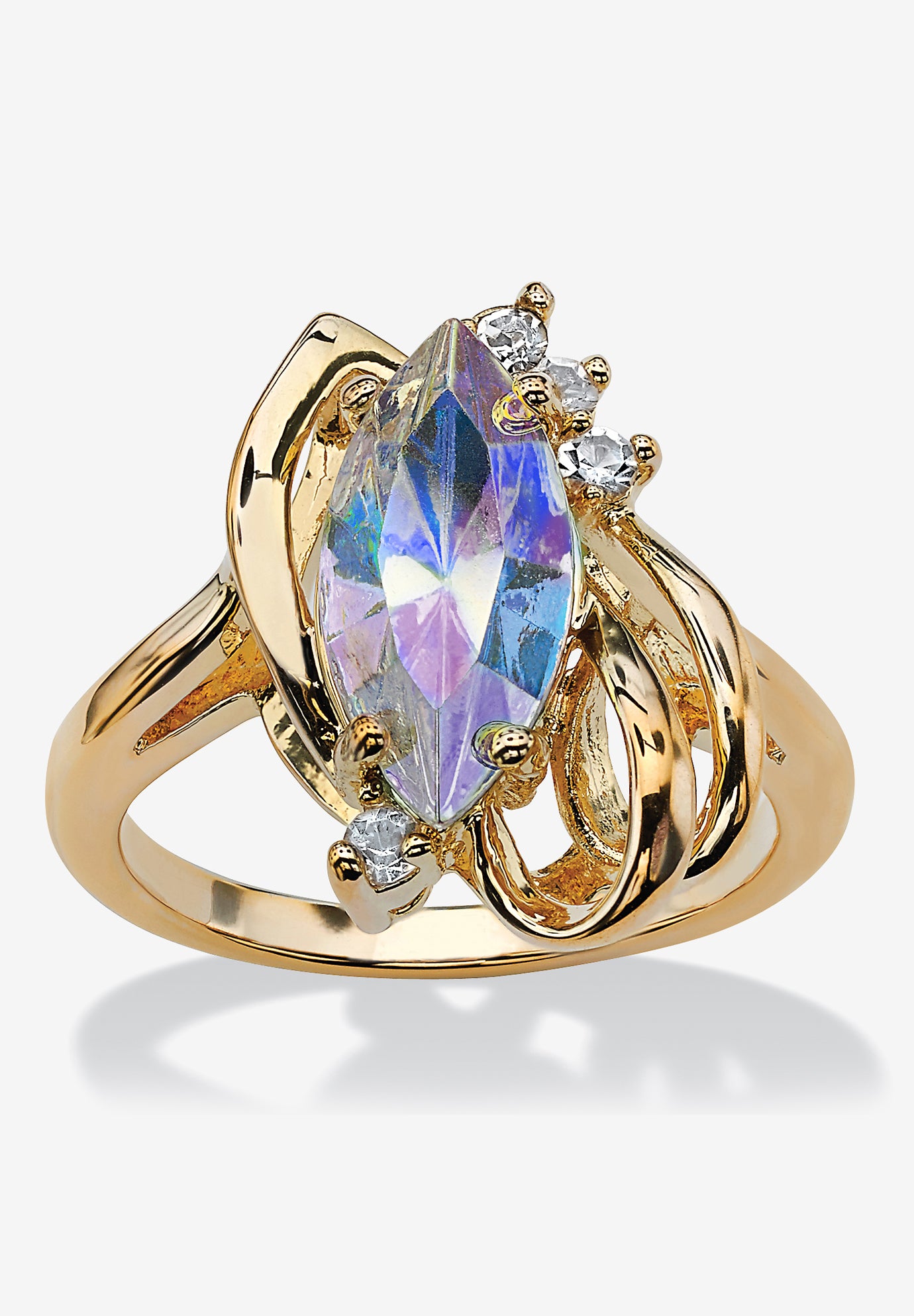 Aurora Borealis Crystal Ring with Gold Plating, Yellow Gold | Woman Within